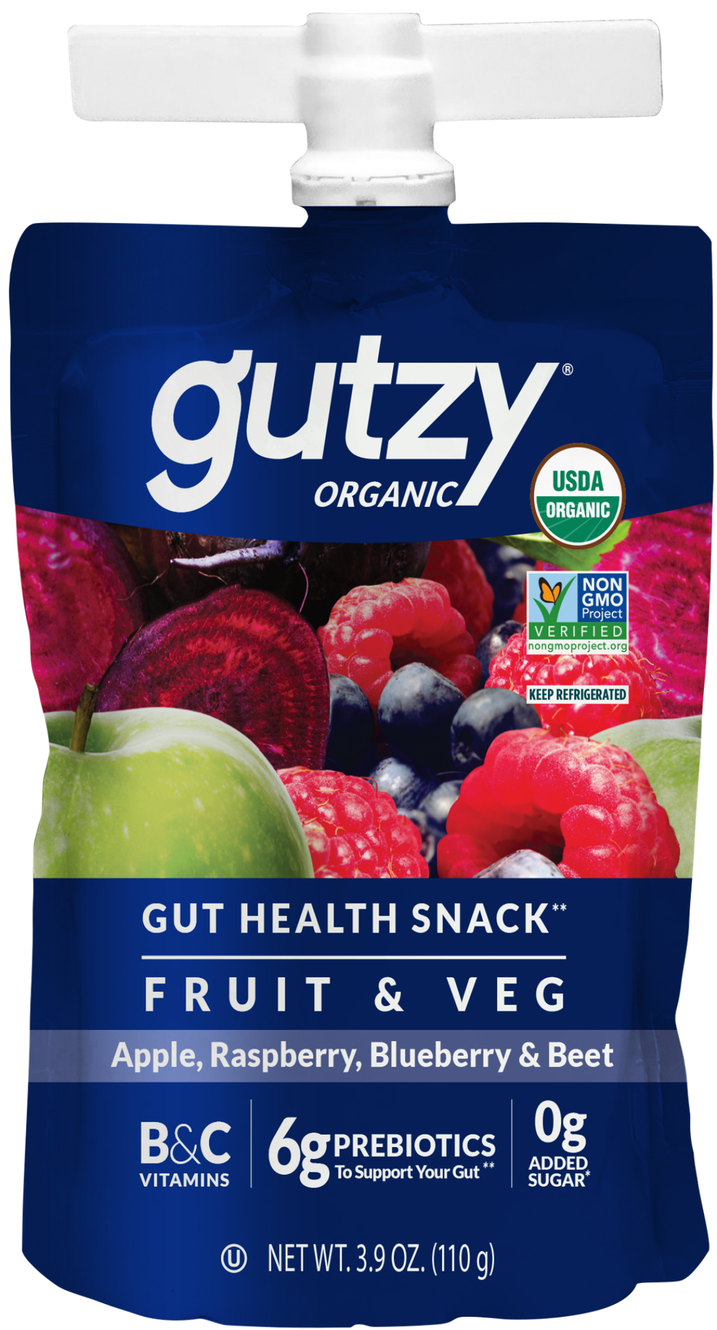 Gutzy Organic Prebiotic Fiber Snack Apple, Raspberry, Blueberry and ...