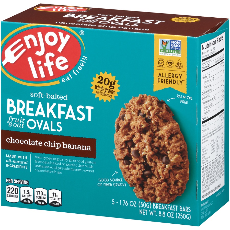 Enjoy Life Chocolate Chip Banana Soft Baked Breakfast Fruit & Oat Ovals ...