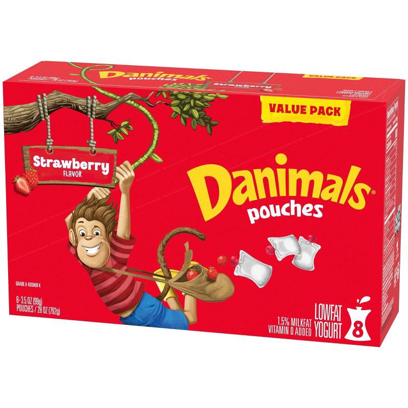 Danimals Strawberry Kids' Squeezable Yogurt - 8ct/3.5oz Pouches 8 ct; 3 ...