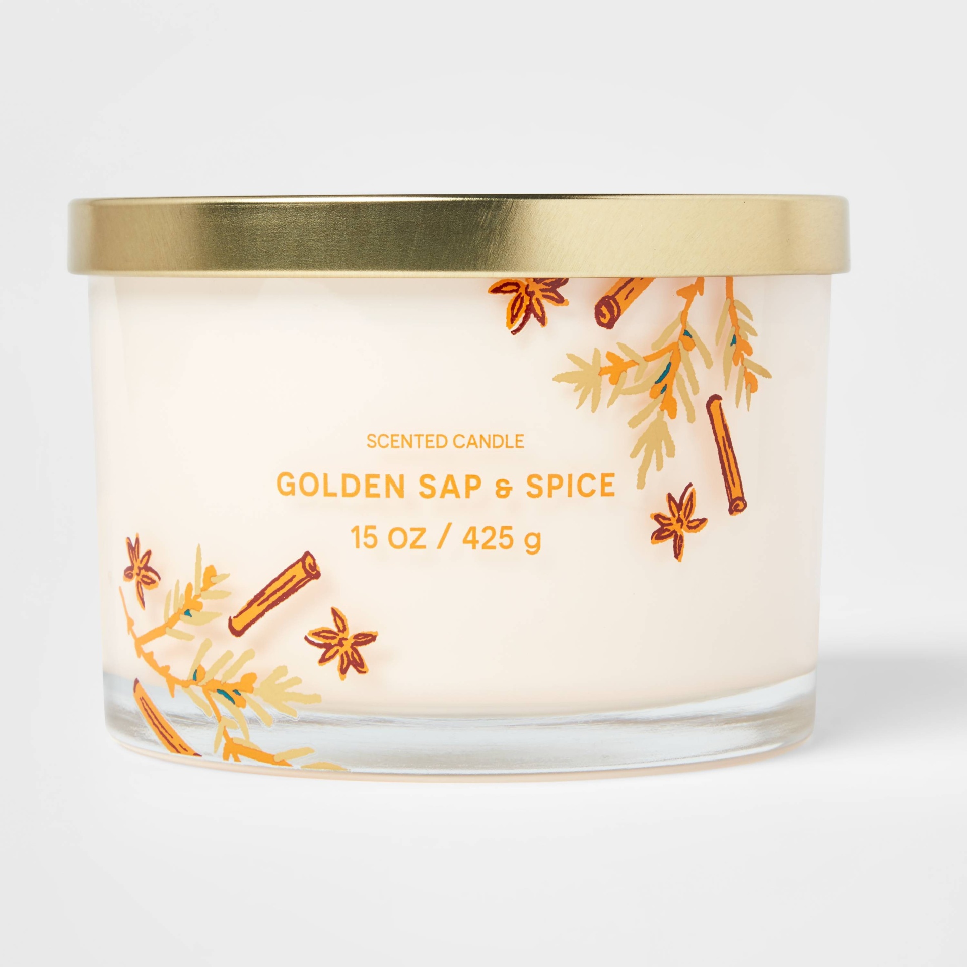 Lidded Glass Jar Solid Mustard 3-Wick Sentiment Golden Sap and Spice ...