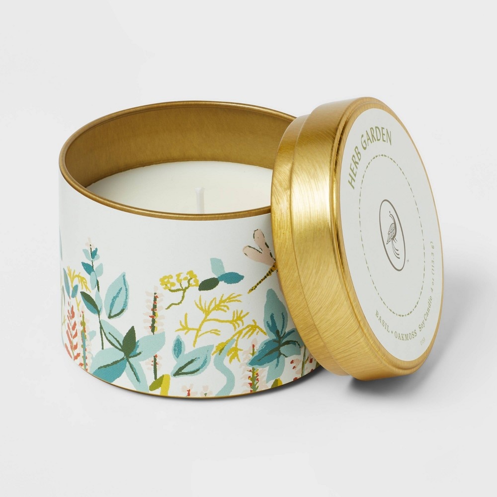 Mini Grab Tin with Patterned Wrap Label Herb Garden Candle - Opalhouse ...