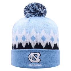 NCAA North Carolina Tar Heels Men's Jagged Knit Cuffed Beanie with Pom ...