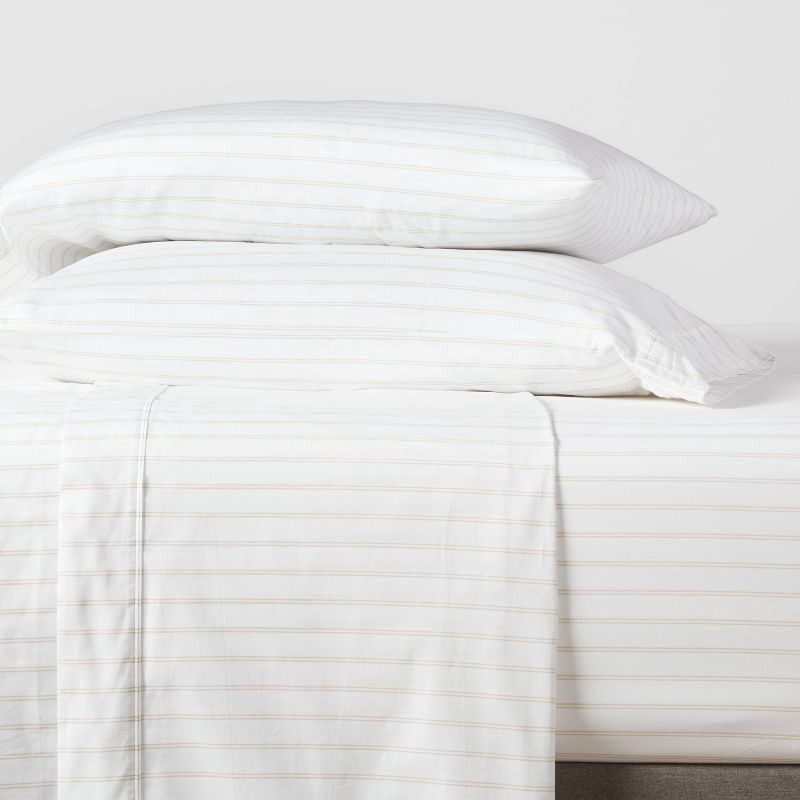 Full 300 Thread Count Ultra Soft Striped Flat Sheet Khaki Stripe ...