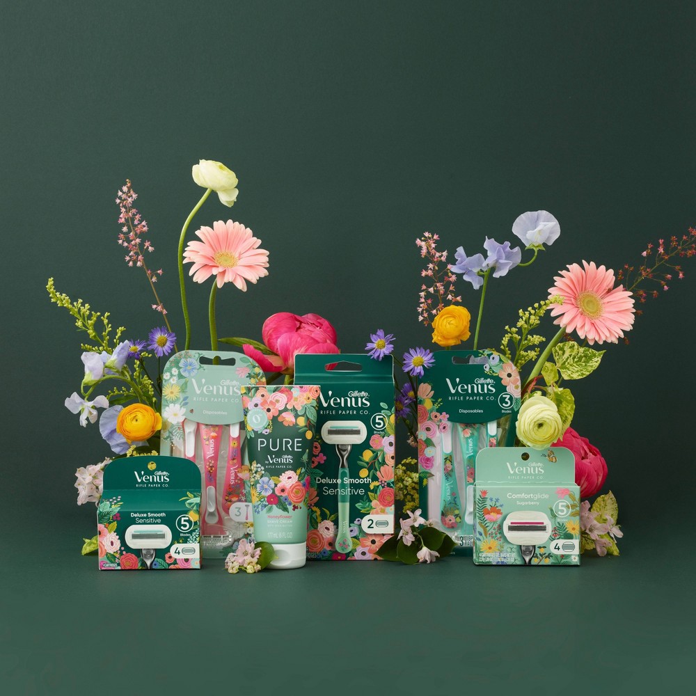 Rifle Paper Co. + Venus Deluxe Smooth Sensitive Razor Blade Refills ...