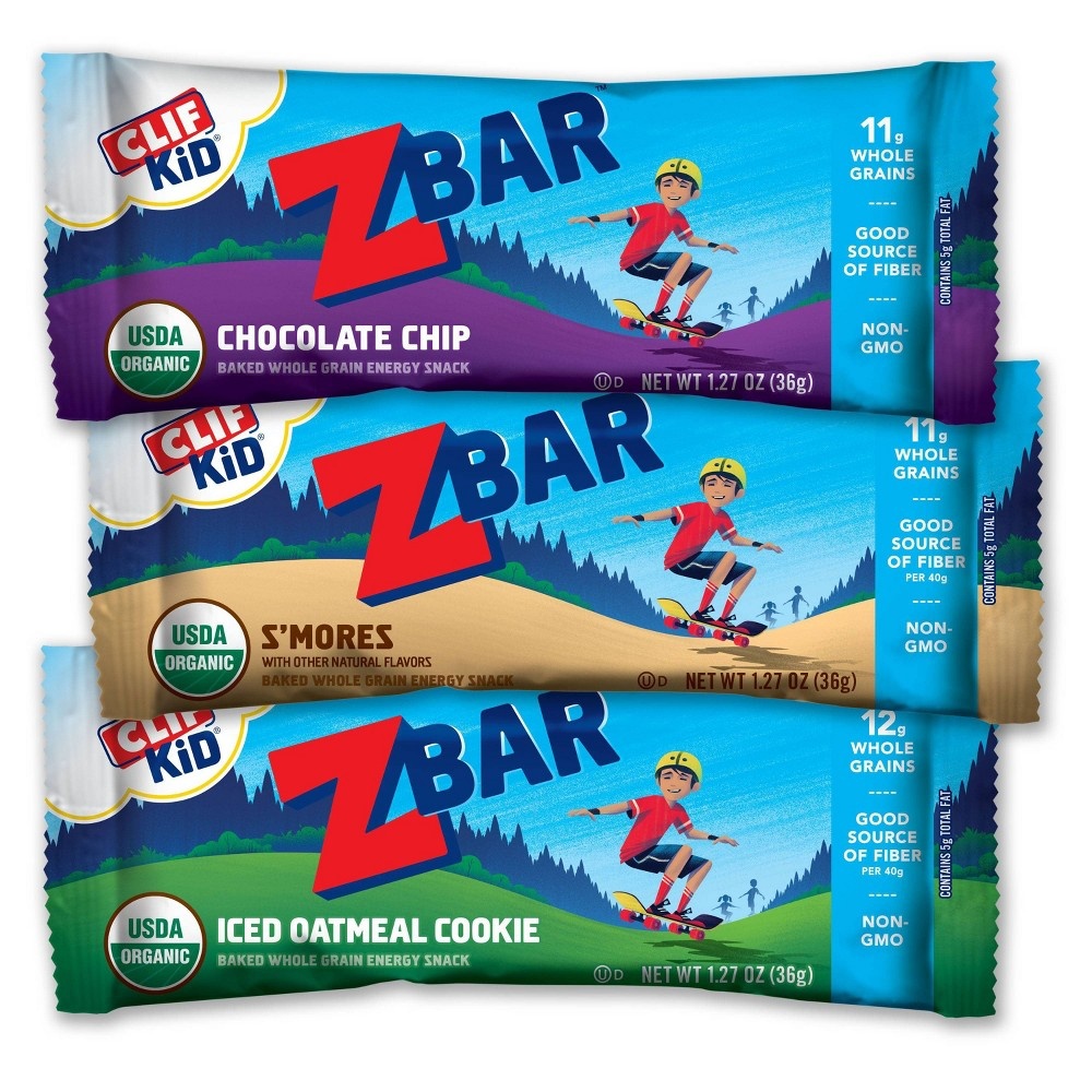 CLIF ZBAR Zbar Chocolate Chip, Iced Oatmeal Cookie, and S'mores Snack ... CLIF ZBAR Zbar Chocolate Chip, Iced Oatmeal Cookie, and S'mores Snack ...