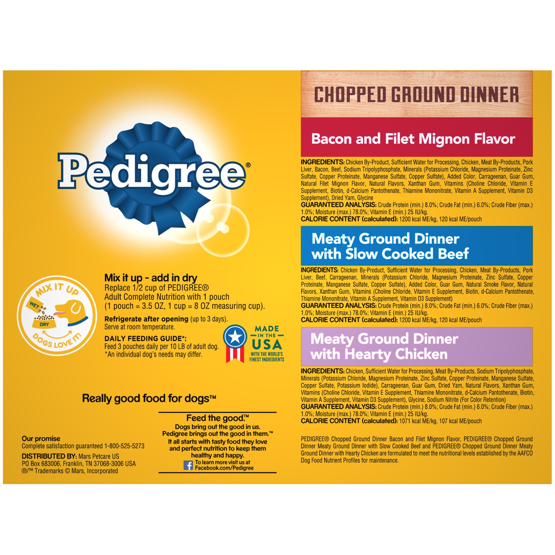 Pedigree Chopped Ground Dinner Adult Soft Wet Dog Food 18-Count Variety ...