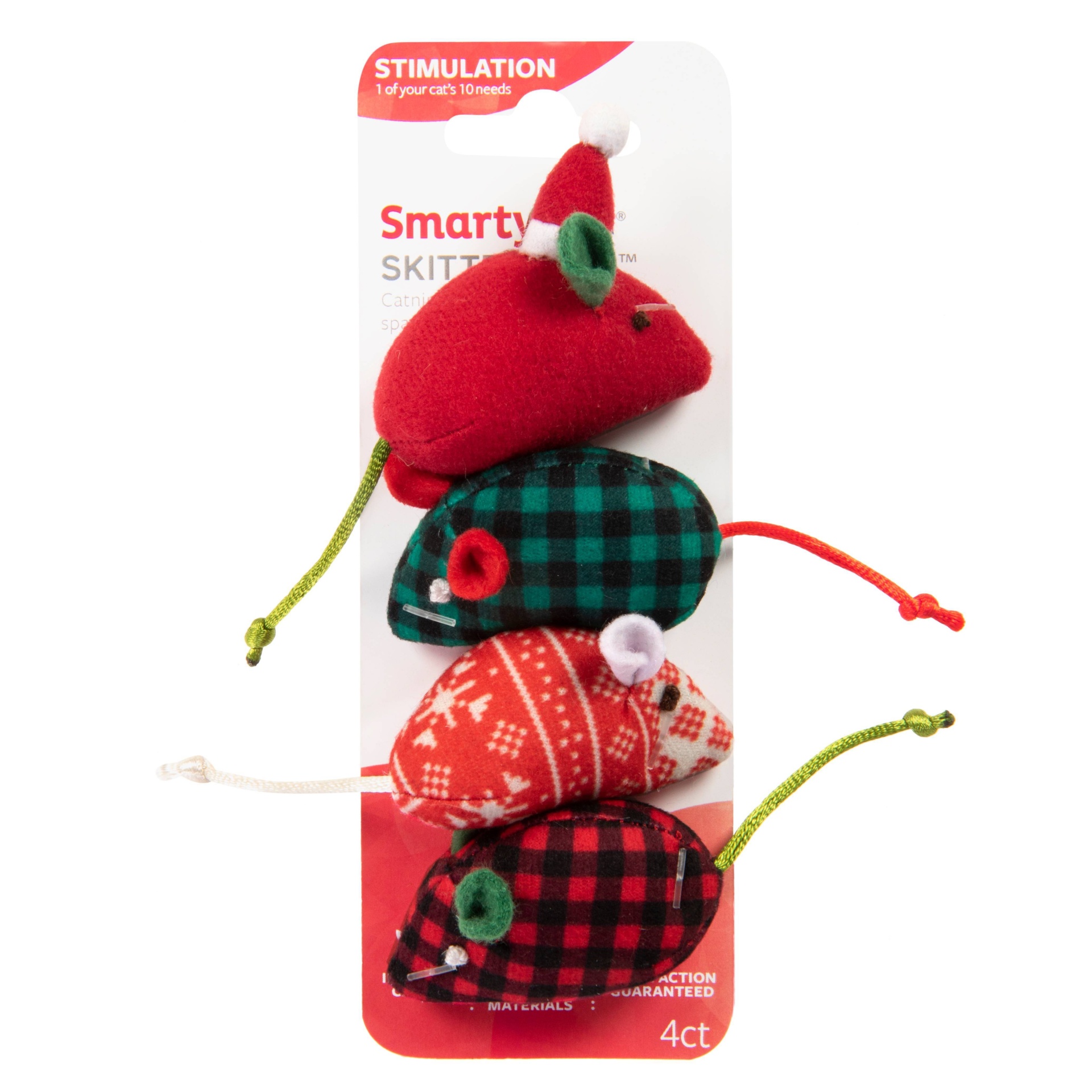 SmartyKat Skitter Mice Holiday Plush Catnip Cat Toys Set 4 ct | Shipt