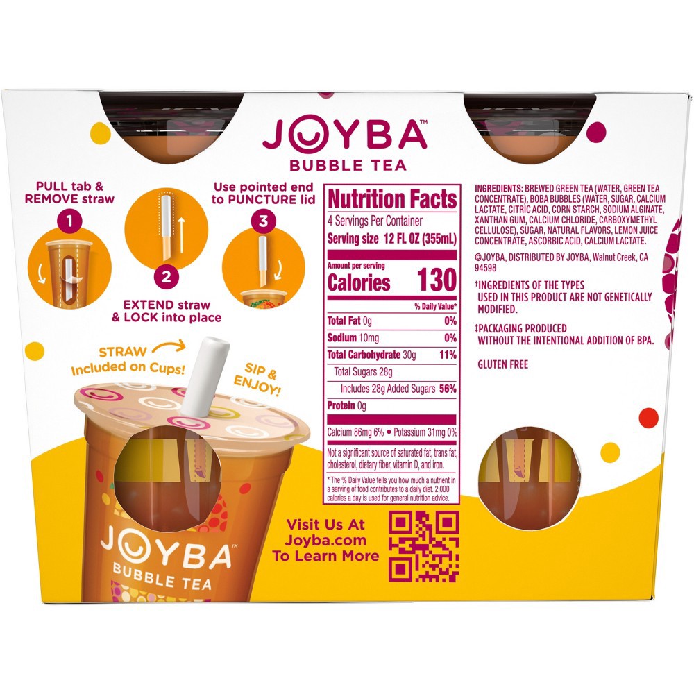 JOYBA Mango Passion Fruit Green Bubble Tea - 4pk/12 fl oz Cups 4 ct; 12 ...