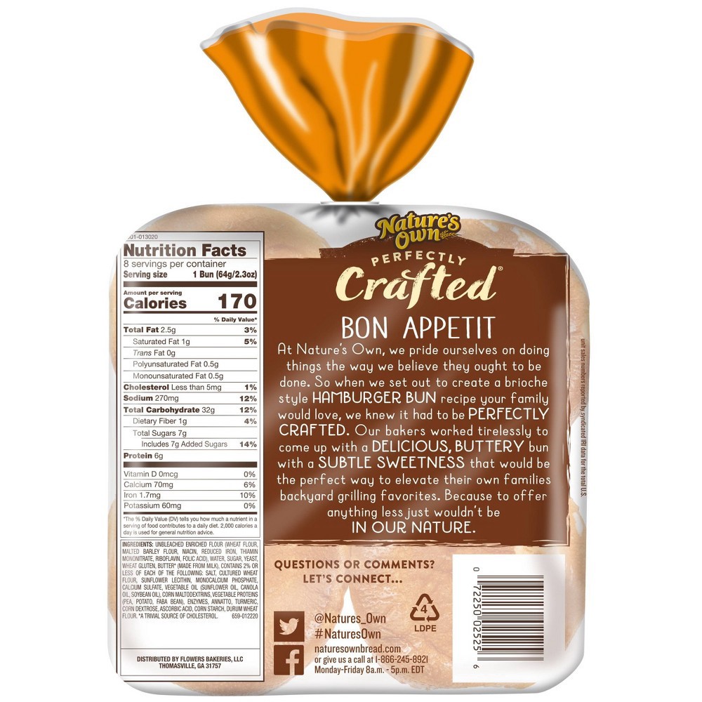 Nature's Own® Perfectly Crafted® Brioche Style Hamburger Buns 8 Ct Bag ...