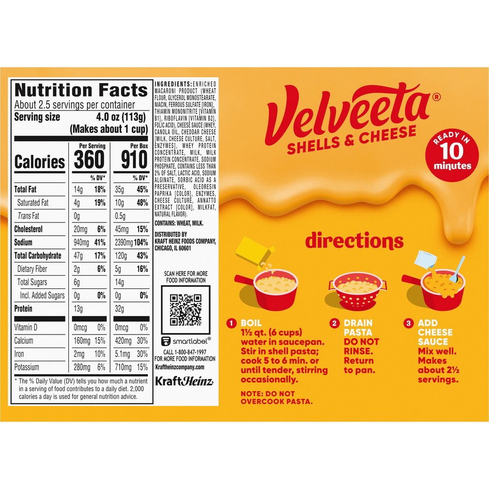 Velveeta Shells & Cheese Mini Shell Pasta & Cheese Sauce 10.1 oz | Shipt