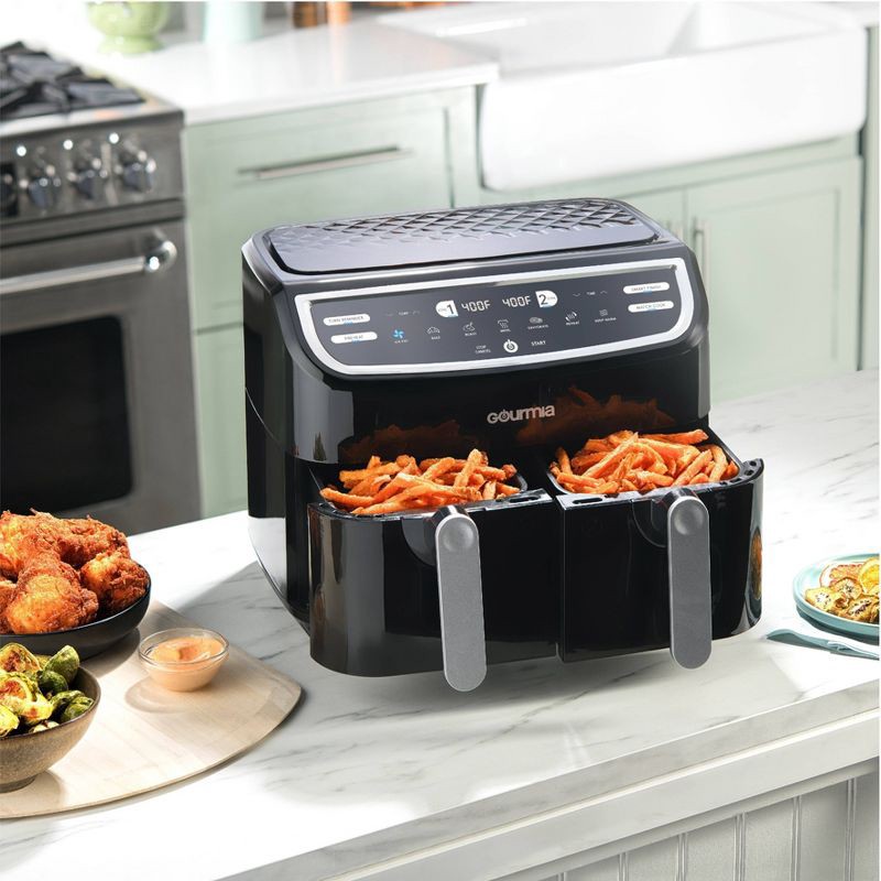 Gourmia 9-Quart Dual Basket Digital Air Fryer, with 7 Functions, Smart ...
