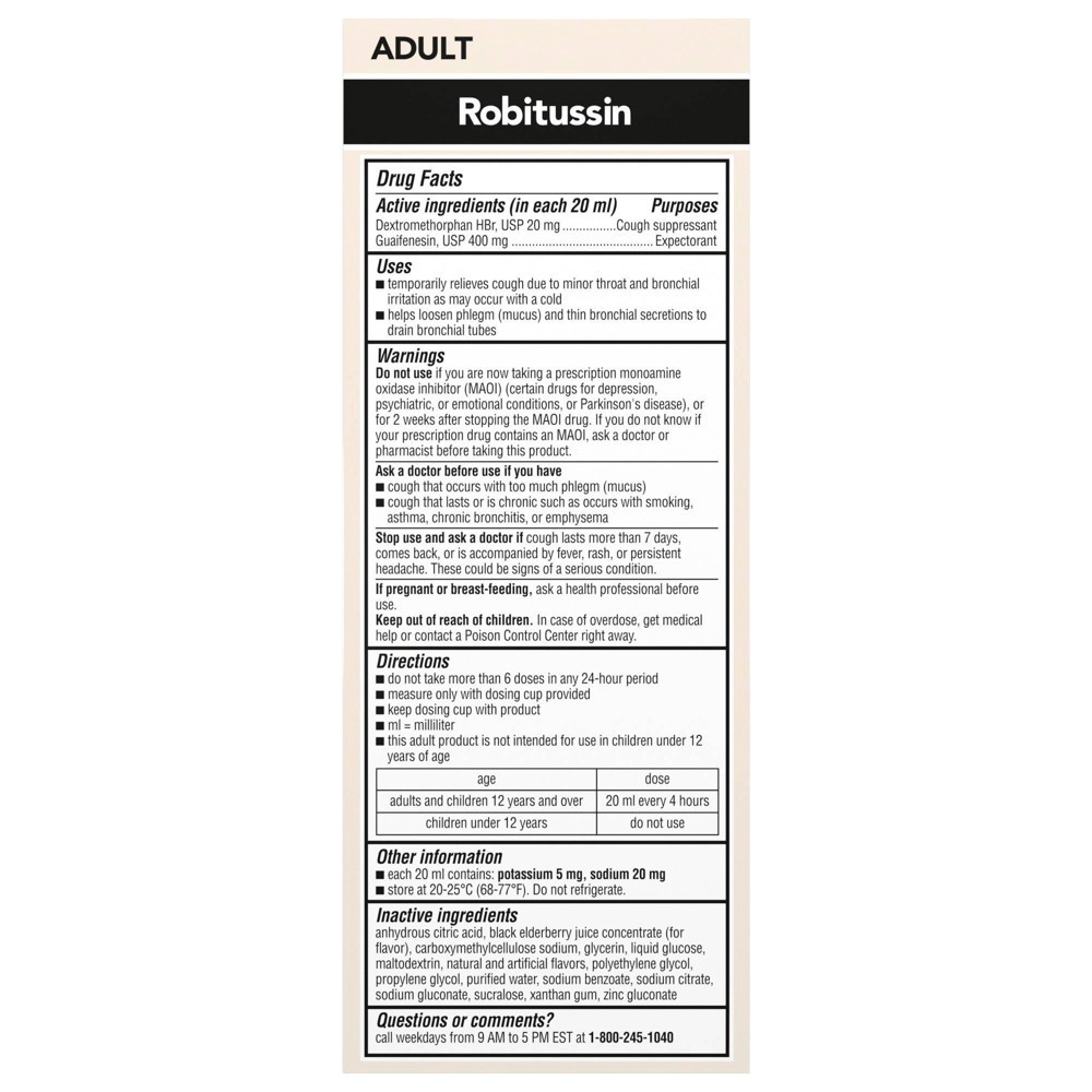 Robitussin Maximum Strength Cough and Chest Congestion Relief Syrup ...