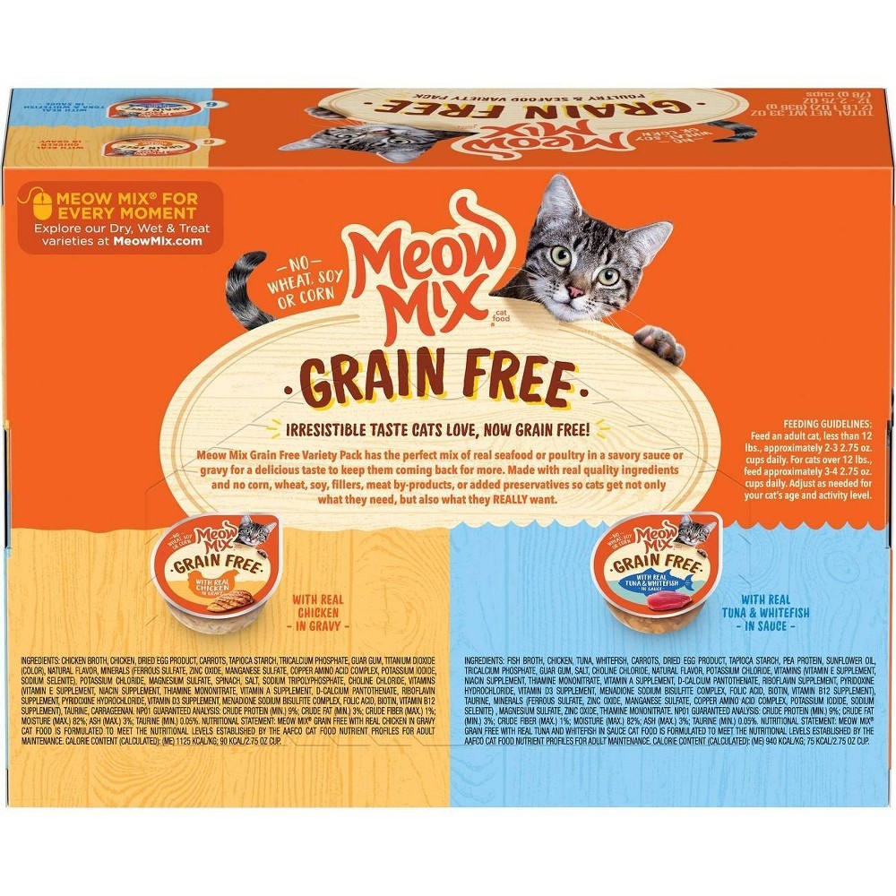 Meow Mix Grain Free Poultry & Seafood Variety Pack with Real Chicken in ...