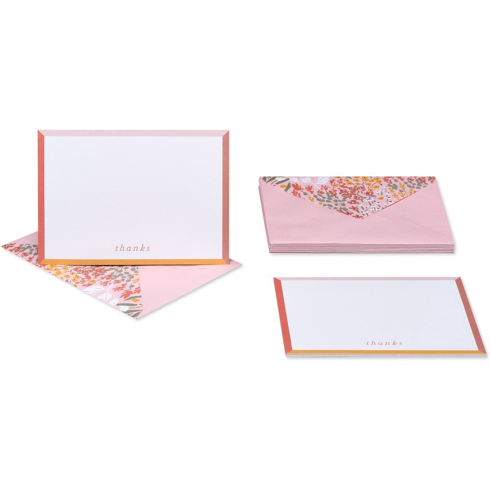 Carlton Cards 10ct Thank You Note Cards with Border Floral 10 ct | Shipt