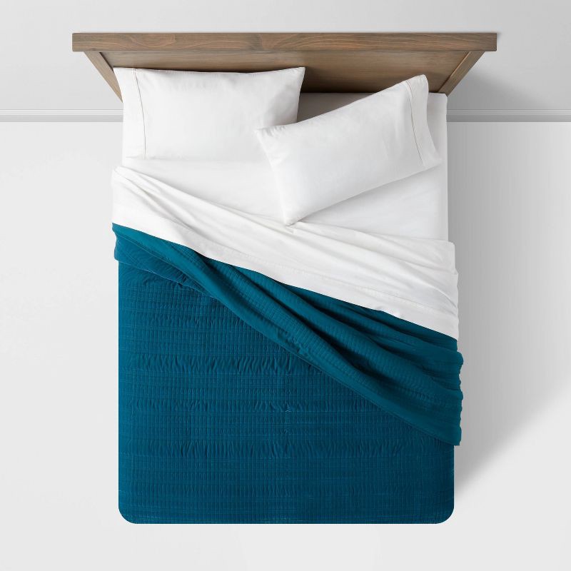 Full/Queen Lofty Velvet Quilt Dark Teal Blue - Threshold 1 ct | Shipt