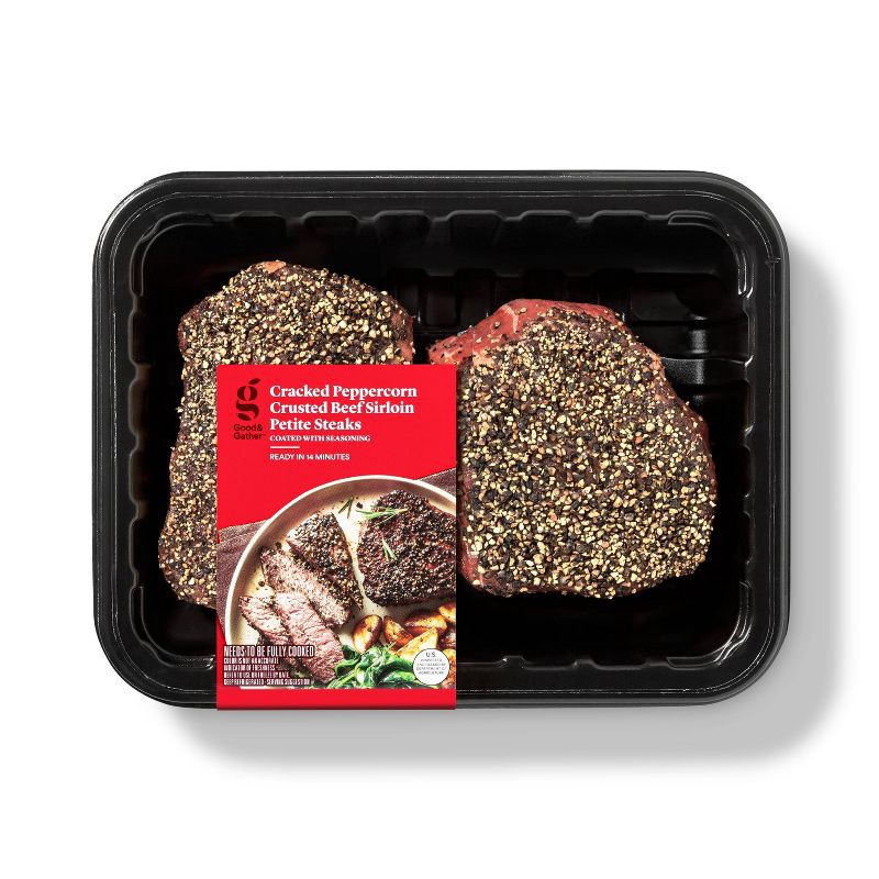 Cracked Peppercorn Crusted Beef Sirloin Petite Steaks - price per lb ...