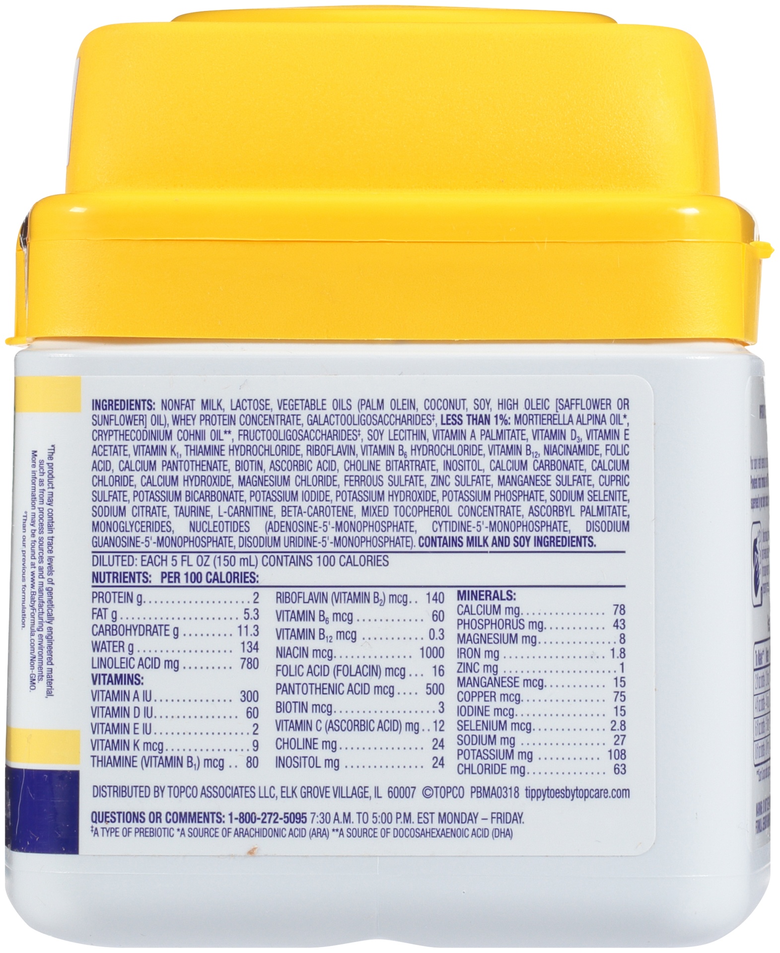 Tippy Toes 1 Infant Formula With Iron Milk-Based Powder 0-12M 22.2 oz ...