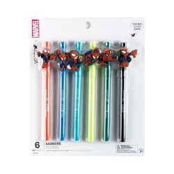 Marvel Spider-Man Yoobi 6pk Marker with Charms Skater Sketch 6 ct | Shipt