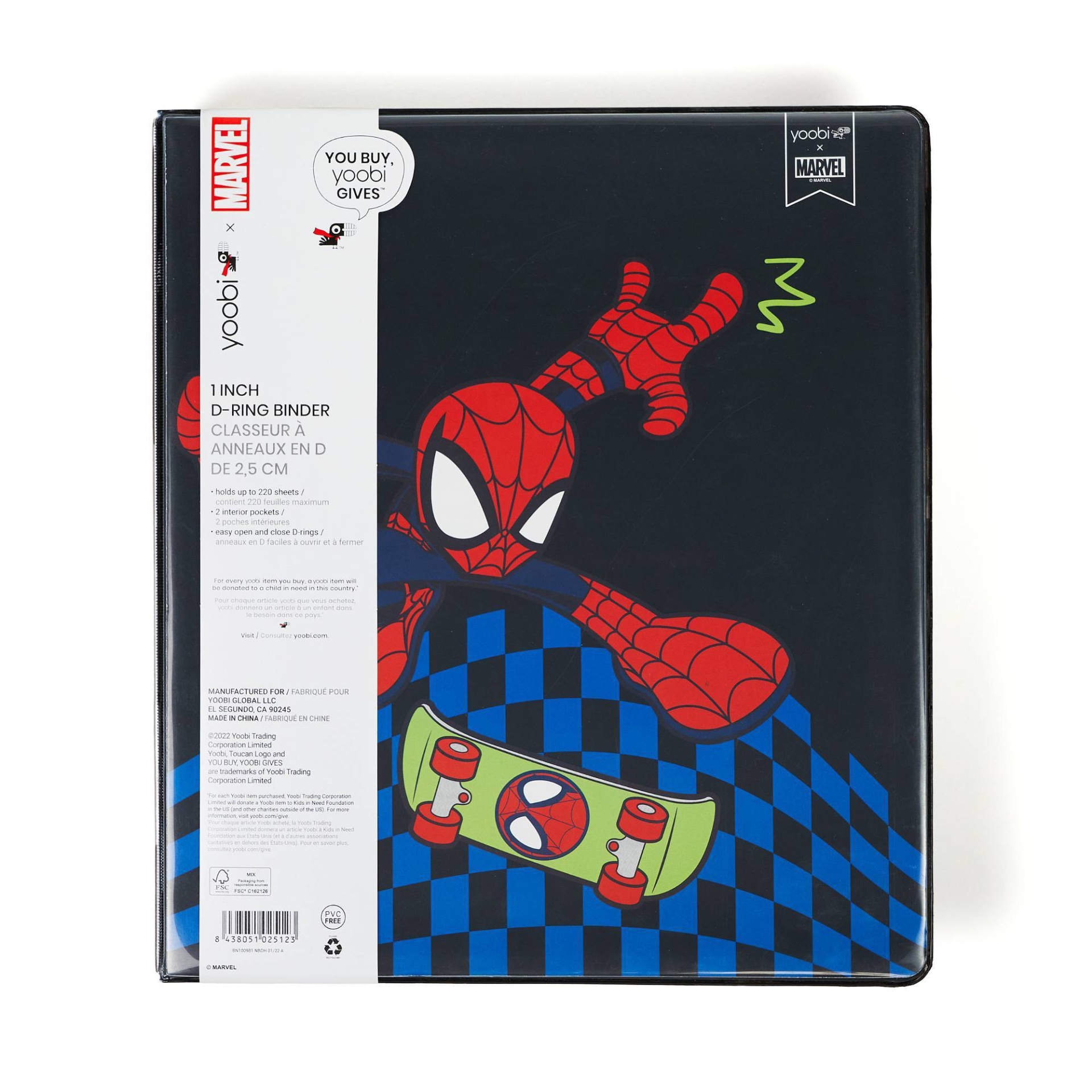 Yoobi 1" Ring Binder Black Spider-Man Skate 1 ct | Shipt
