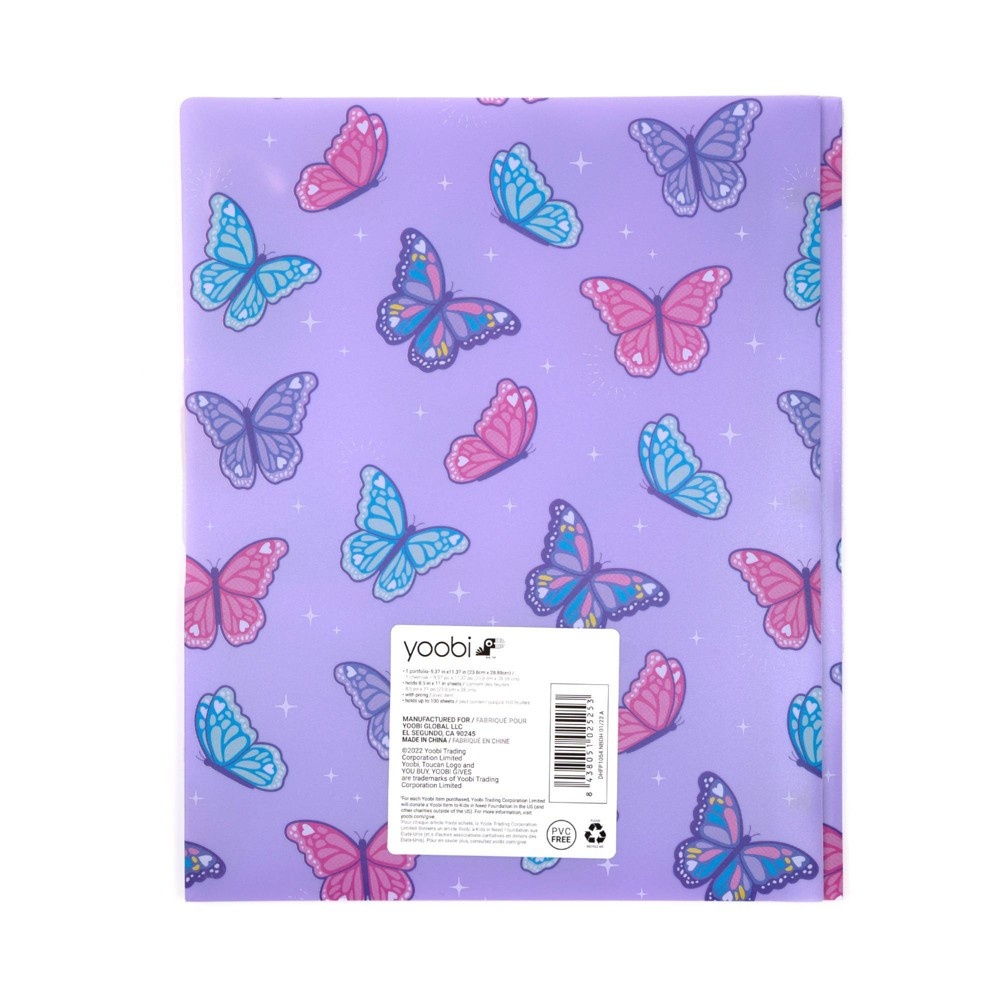 Yoobi Plastic Folder with Prongs 2 Pocket Lavender Butterflies 1 ct | shipt