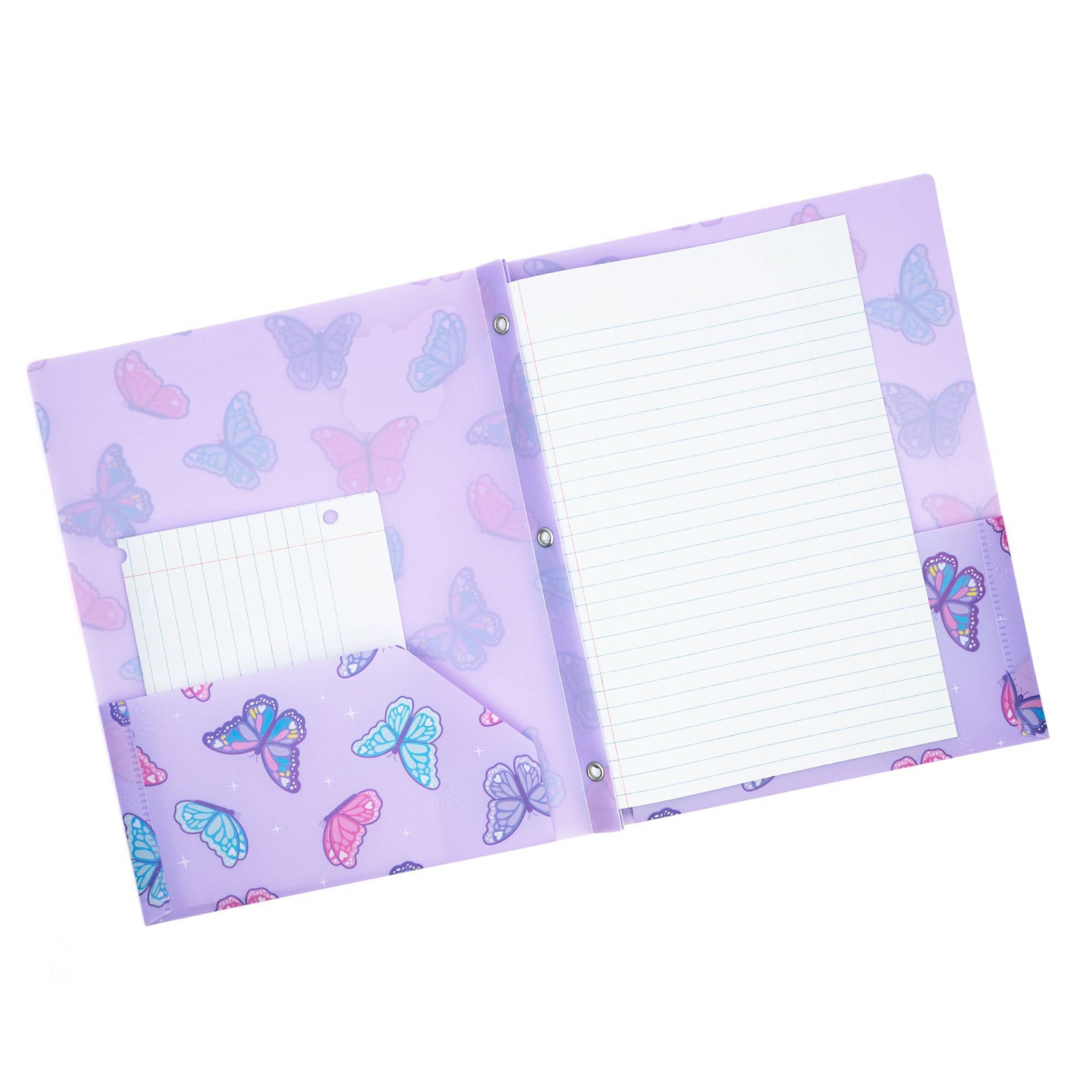 Yoobi Plastic Folder with Prongs 2 Pocket Lavender Butterflies 1 ct | Shipt