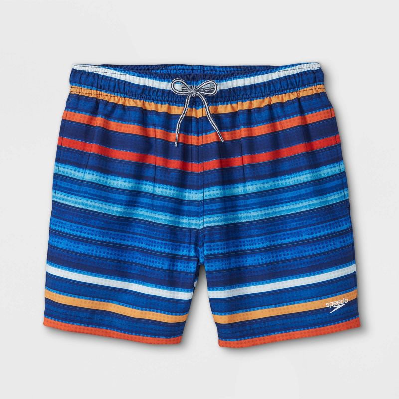 Speedo Men's 5.5" Volley Peacoat Cliff Striped Swim Trunks - Navy Blue ...