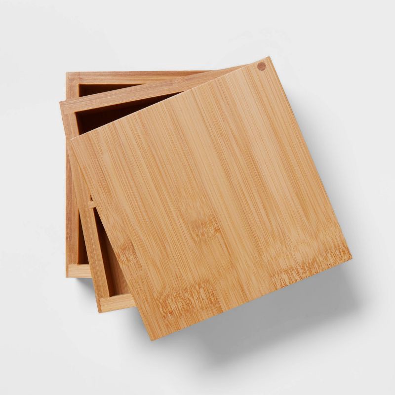 6" x 6" x 4" Square Swivel Hinge Bamboo Countertop Organizer ...