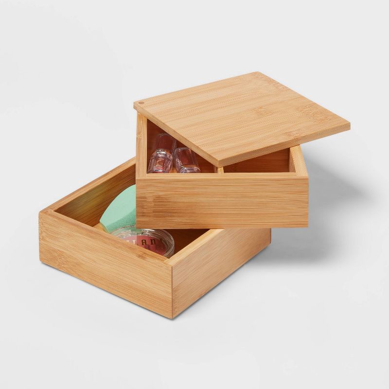 6" x 6" x 4" Square Swivel Hinge Bamboo Countertop Organizer ...