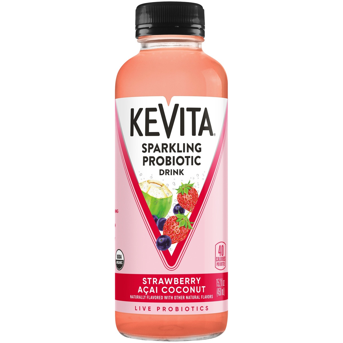 Kevita Sparkling Probiotic Drink Strawberry Acai Coconut 15.2 Fl Oz 15. ...