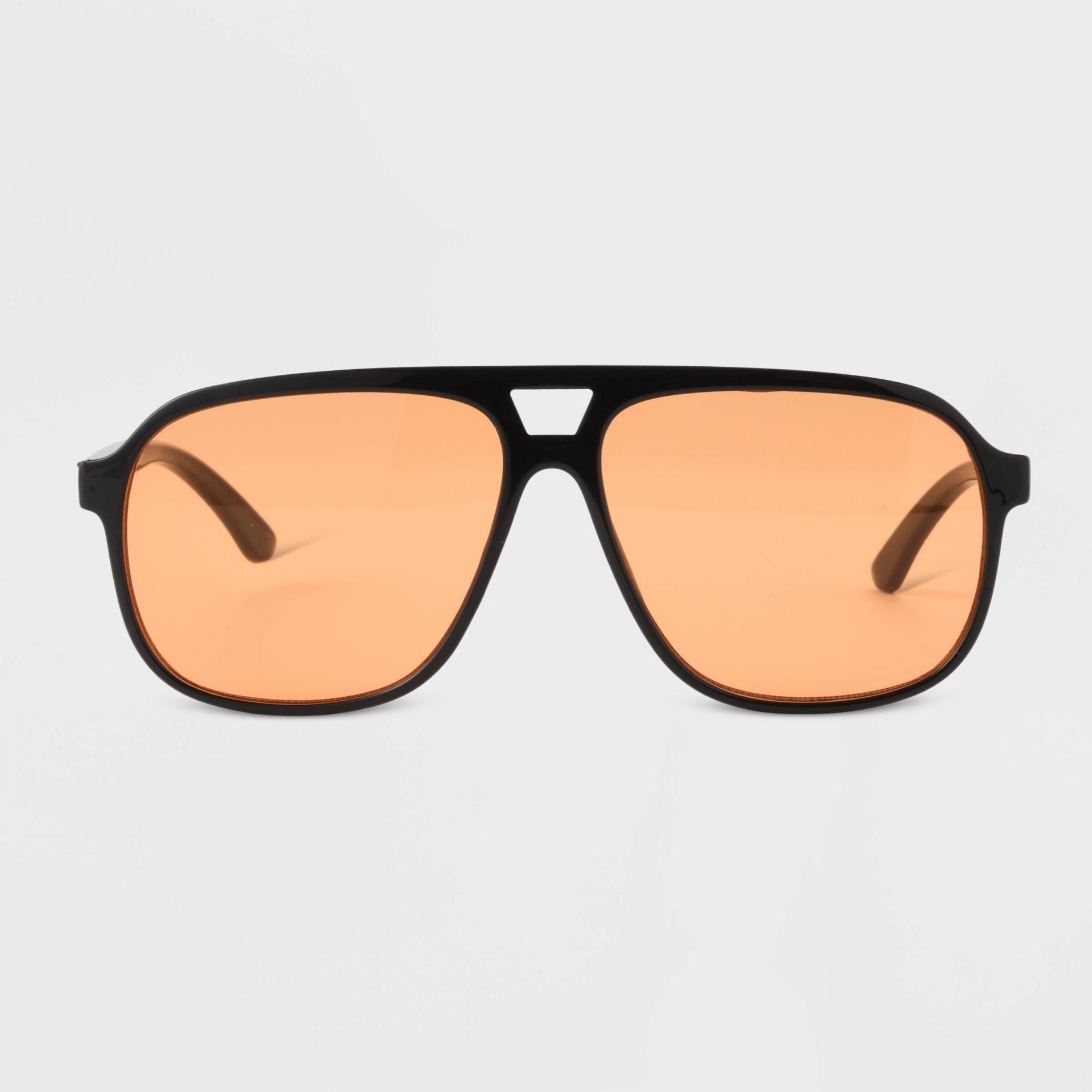 Men's Shiny Plastic Aviator Sunglasses with Orange Lenses - Original ...