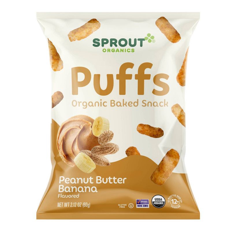 Sprout Foods Organic Peanut Butter Banana Puffs Toddler Snacks - 2.12oz ...