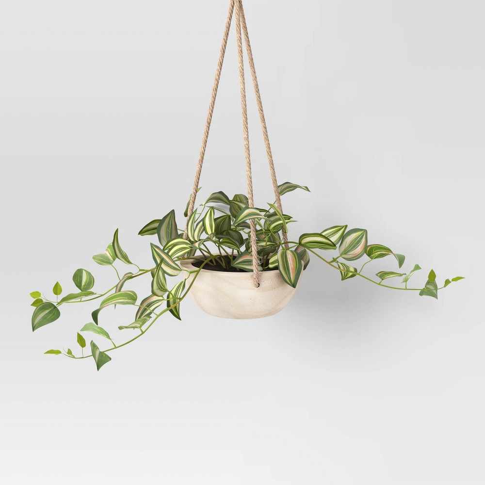 Wood Hanging Planter with Greenery Wall Sculpture Brown - Threshold 1 ...