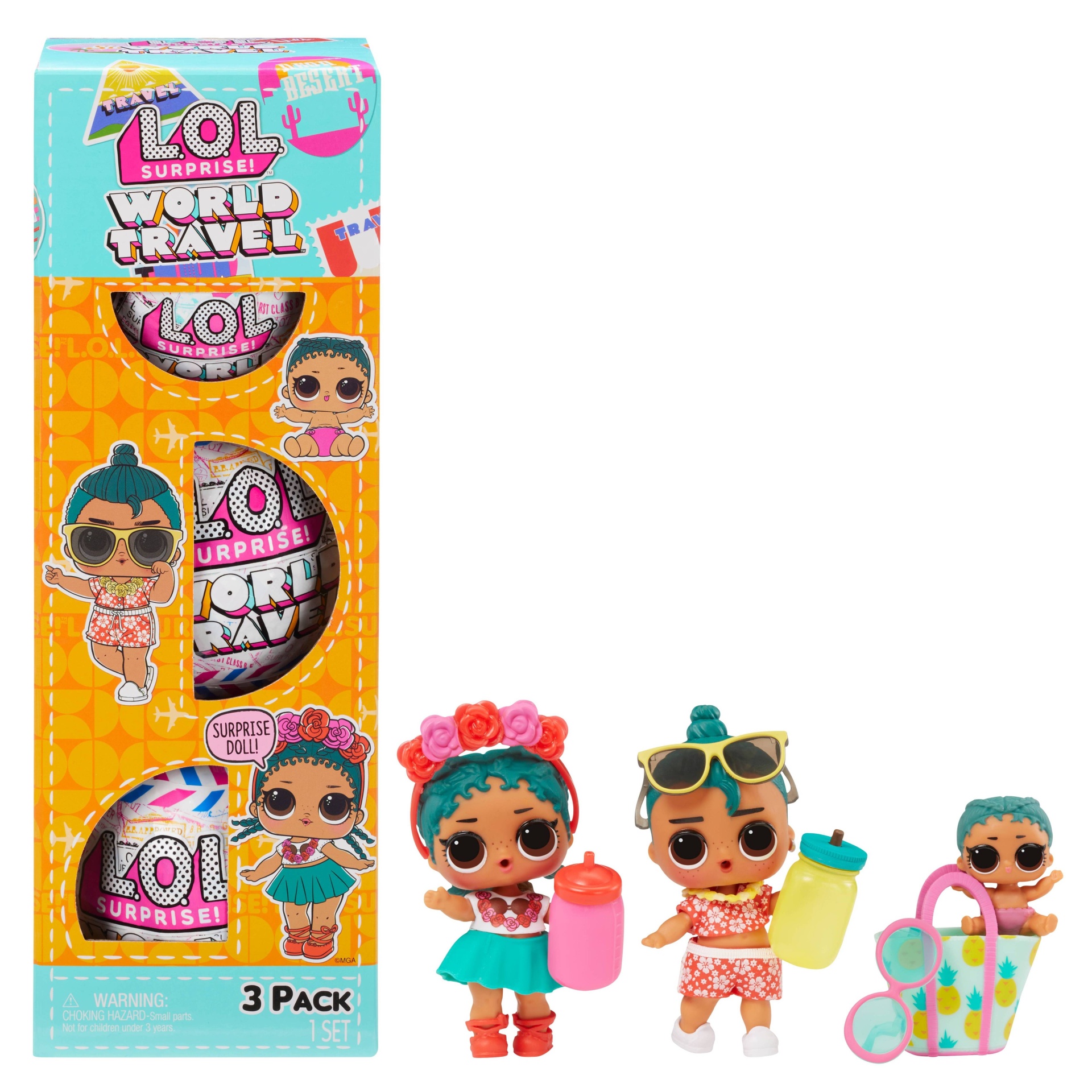 L.O.L. Surprise! LOL Surprise World Travel Coconut Q.T. Family 3pk ...
