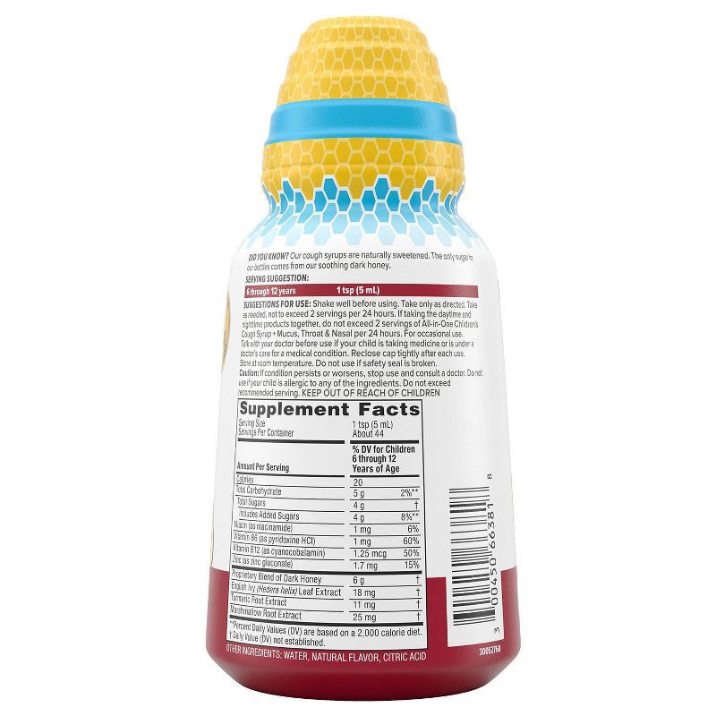 Zarbee's Kid's All-in-One Daytime for Age 6-12 with Honey, Turmeric, B3 ...