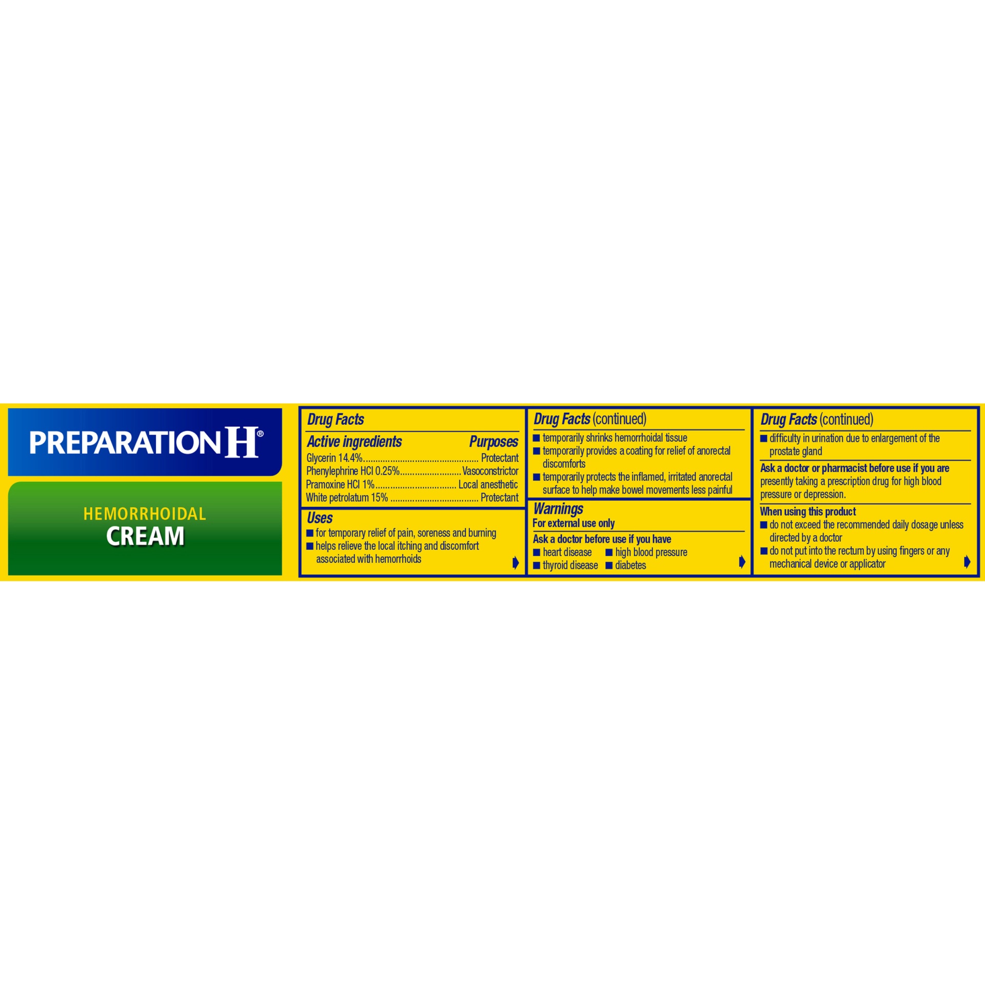 Preparation H Maximum Strength Pain Relief Hemorrhoidal Cream with Aloe ...