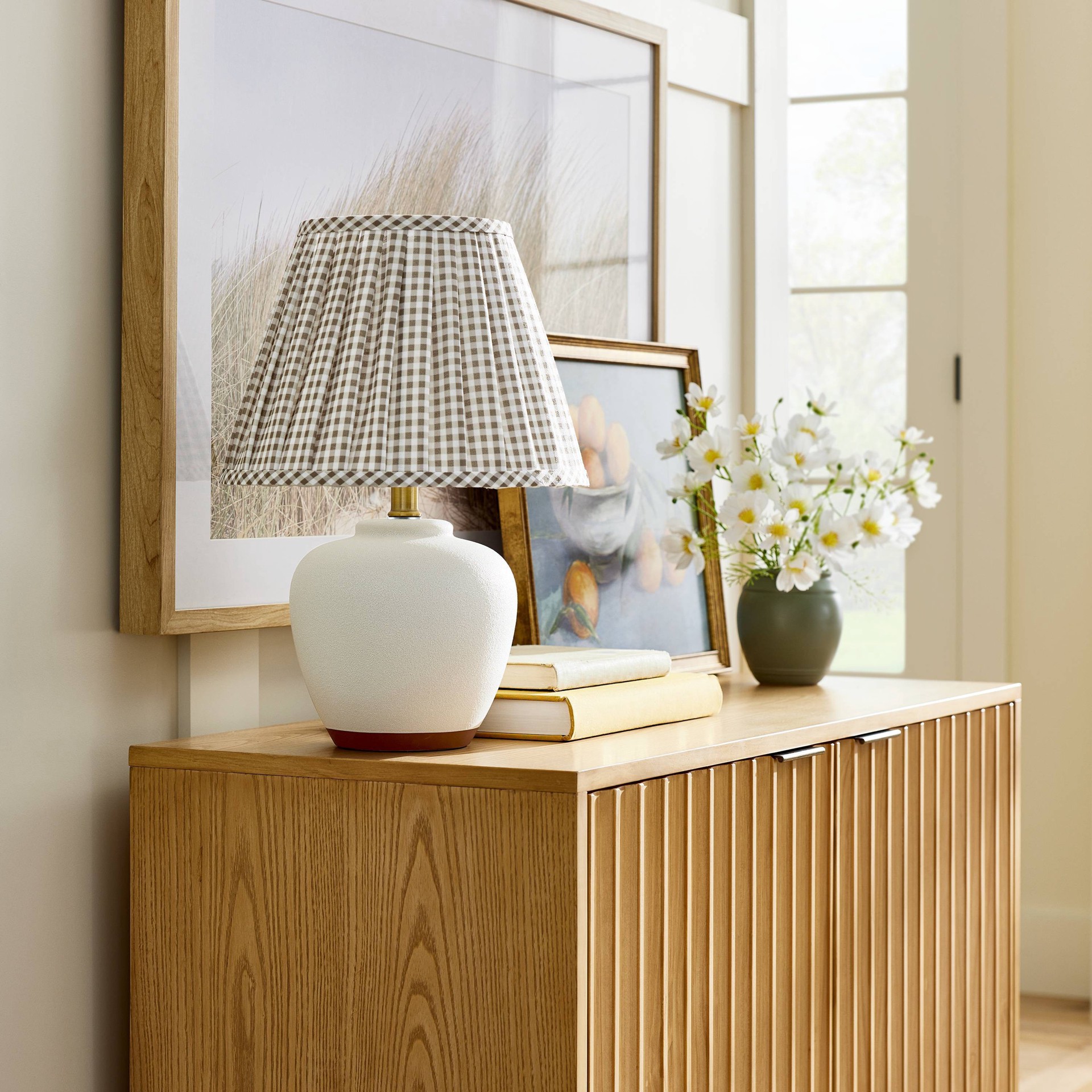 Threshold designed w/Studio McGee Ceramic Table Lamp with Gingham Print ...