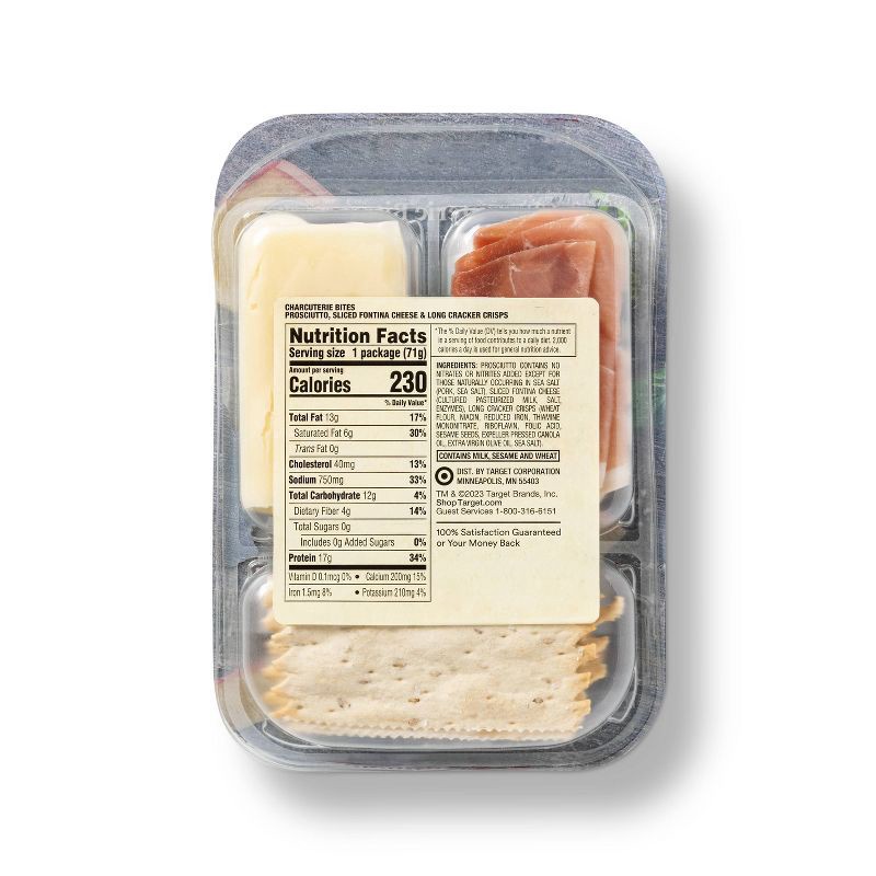 Prosciutto, Fontina Cheese Sliced, Long Cracker Crisps - 2.5oz - Good ...