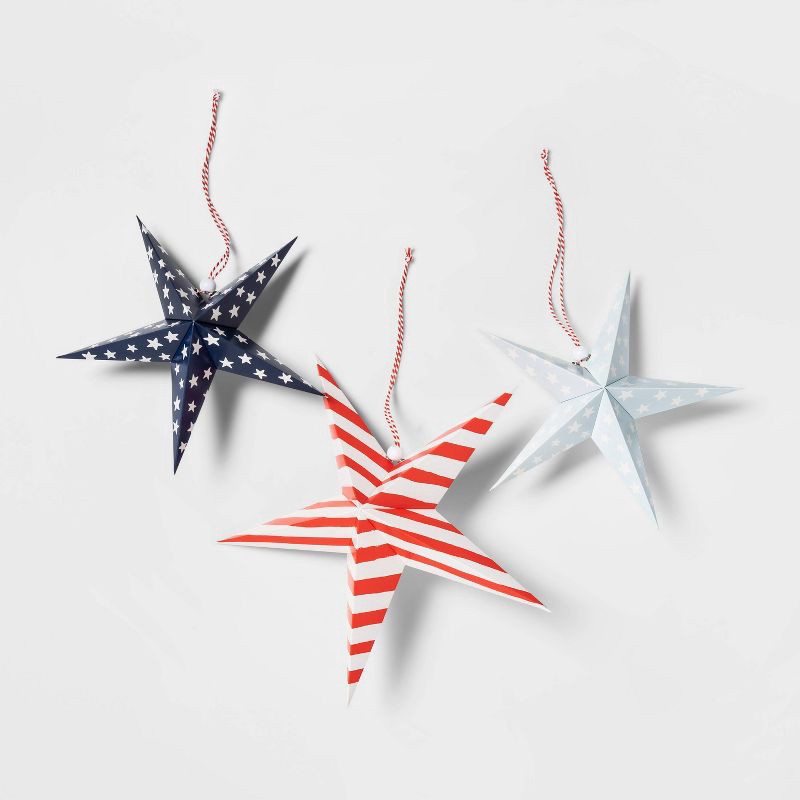 3ct Hanging Paper Stars Red/White/Blue - Sun Squad 3 ct | shipt
