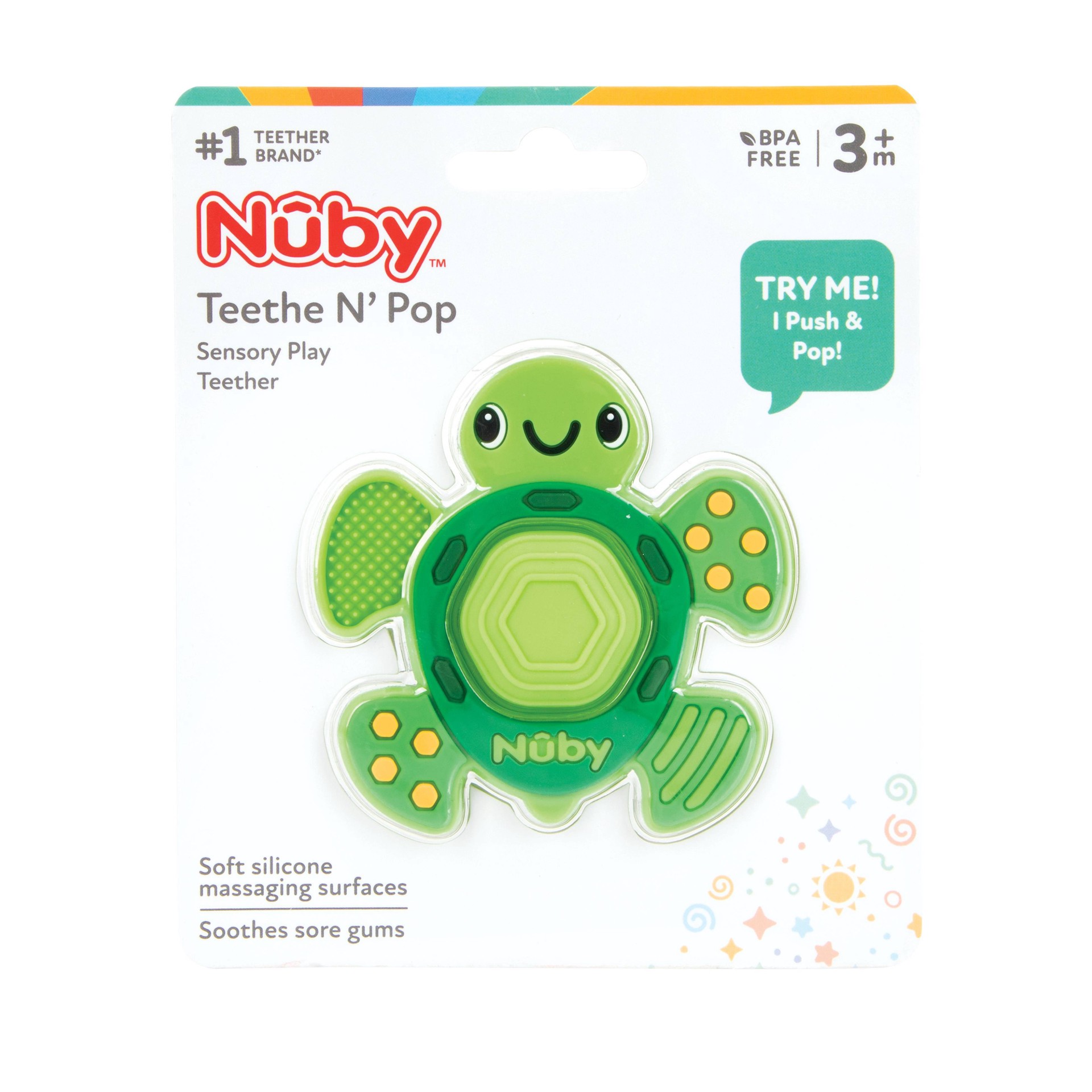 Nuby Turtle Sensory Poppers Teether 1 ct | Shipt