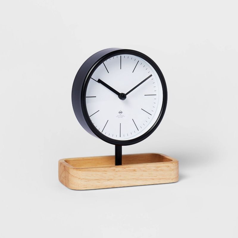 6.5" Desk Clock with Wood Tray - Threshold™ 1 ct | Shipt