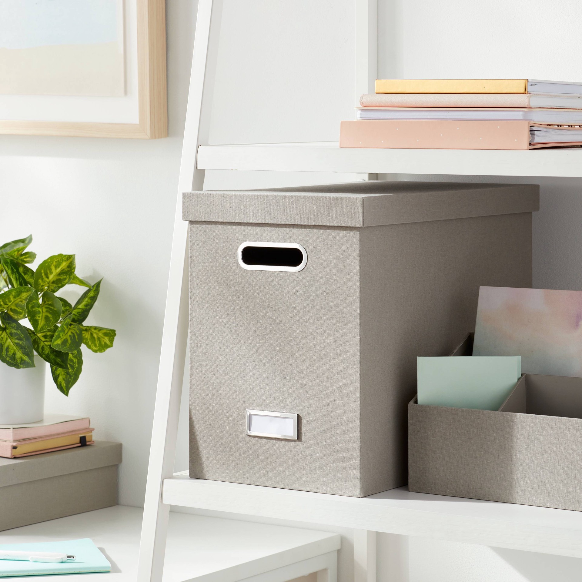 Paperboard Hanging File Box with Lid Gray - Brightroom 1 ct | Shipt