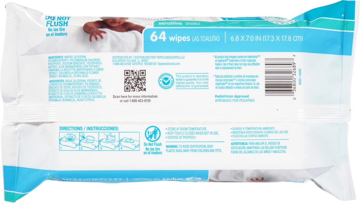 Tippy Toes Baby Wipes, Sensitive, Fragrance Free 64 ct | Shipt