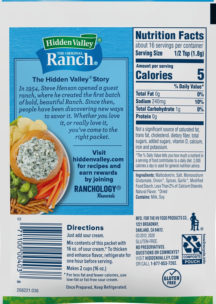 Hidden Valley Original Ranch Dips Mix Packet 1 oz | Shipt
