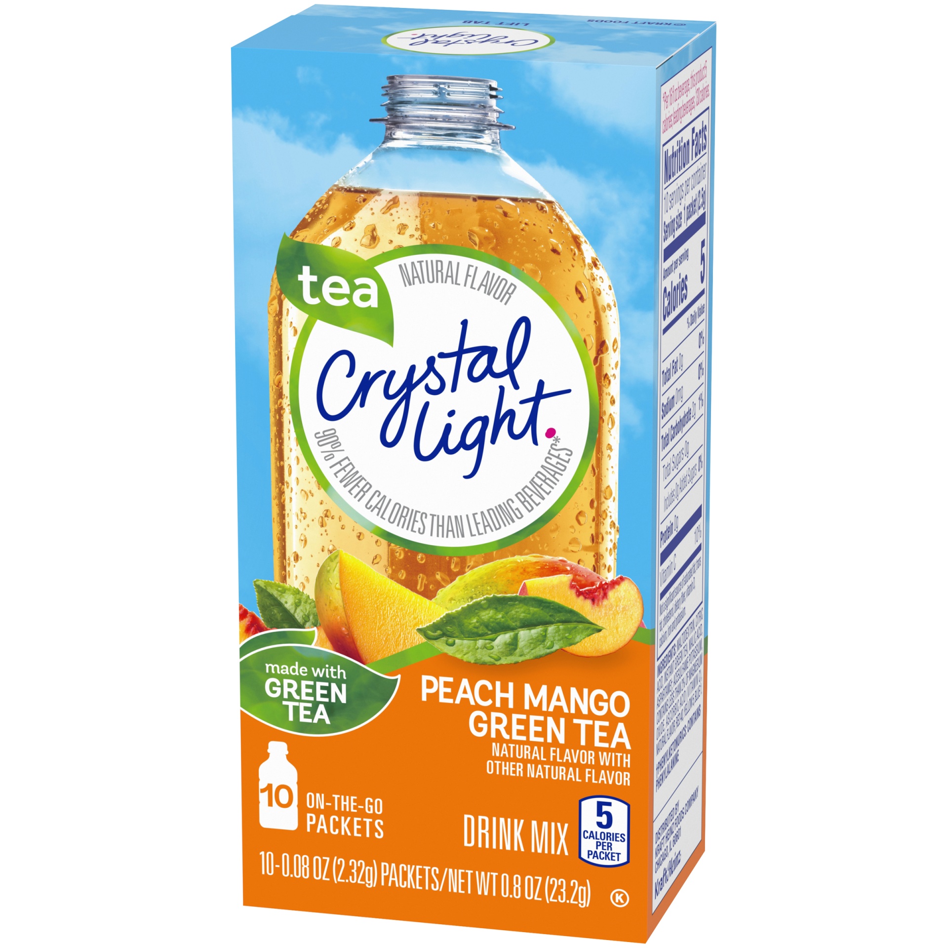Crystal Light Peach Mango Green Tea Naturally Flavored Powdered Drink ...