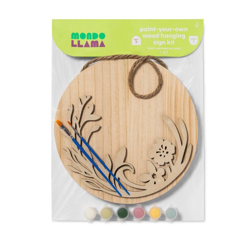 Paint-Your-Own Floral Wood Hanging Sign Craft Kit - Mondo Llama 1 ct ...