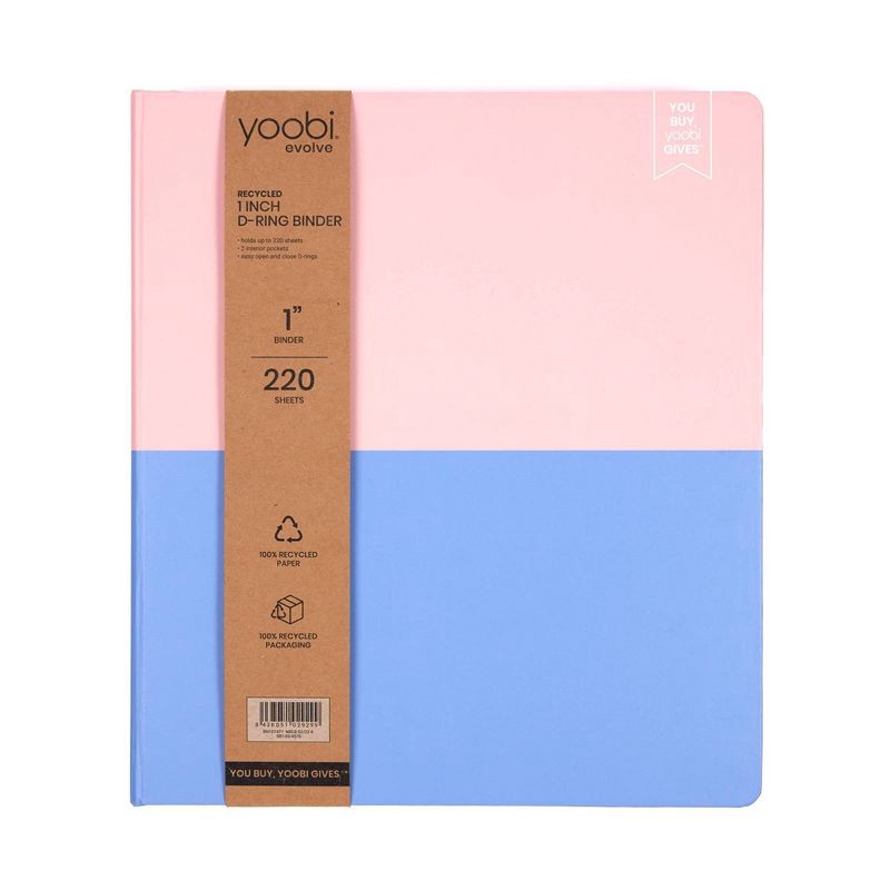 1" Ring Binder Blush and Blue Color Block - Yoobi 1 ct | shipt