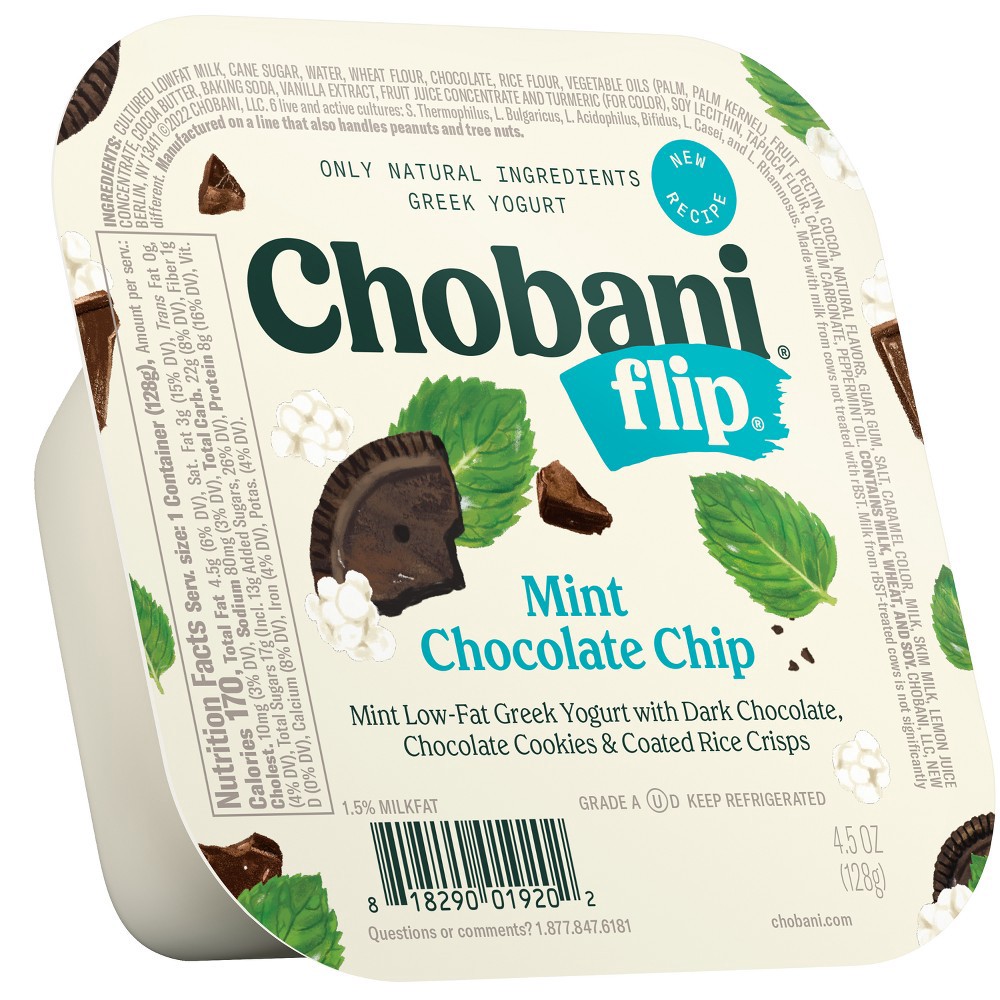 Chobani Flip Mint Chocolate Chip Low Fat Greek Yogurt - 4.5oz 4.5 oz ...