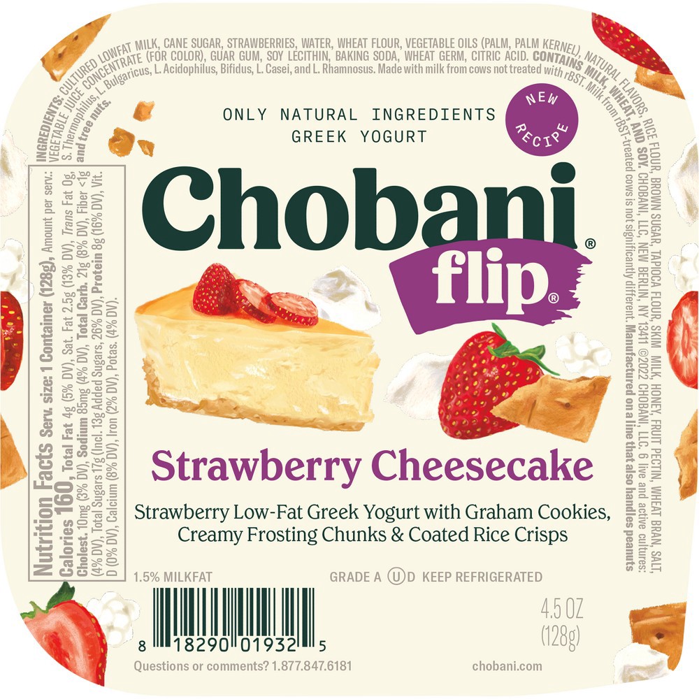 Chobani Flip Strawberry Cheesecake Low Fat Greek Yogurt - 4.5oz 4.5 oz ...