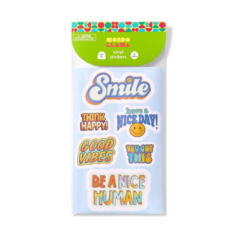 6ct Positive Messages Vinyl Stickers - Mondo Llama 6 ct | Shipt