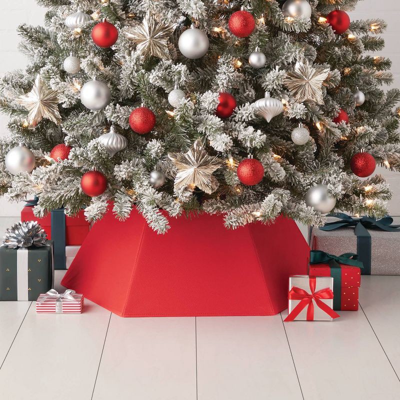 28" Collapsible Hexagonal Fabric Christmas Tree Collar Red - Wondershop ...